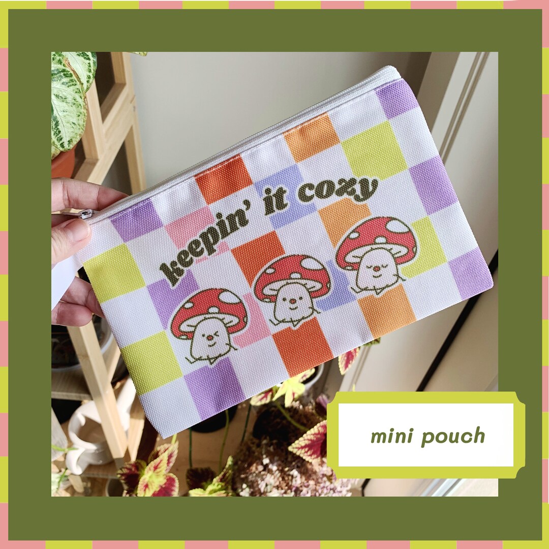Kawaii Cute Mushroom Cozy Aesthetic Pencil Pouch | Cottage Core Warm ...