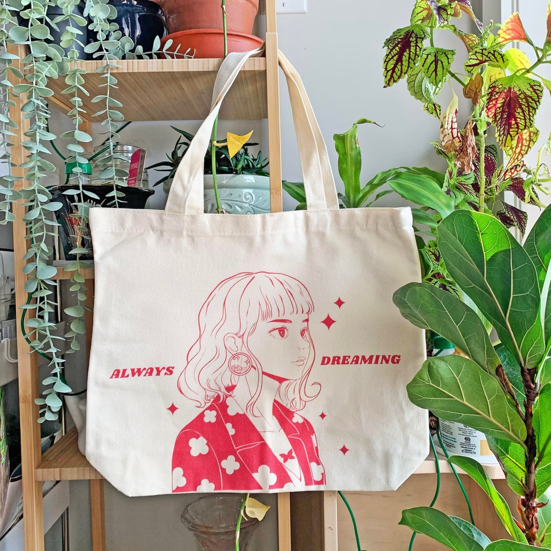 Cute Kawaii Anime Girl Tote Bags Aesthetic | Botanical Canvas Shopping ...