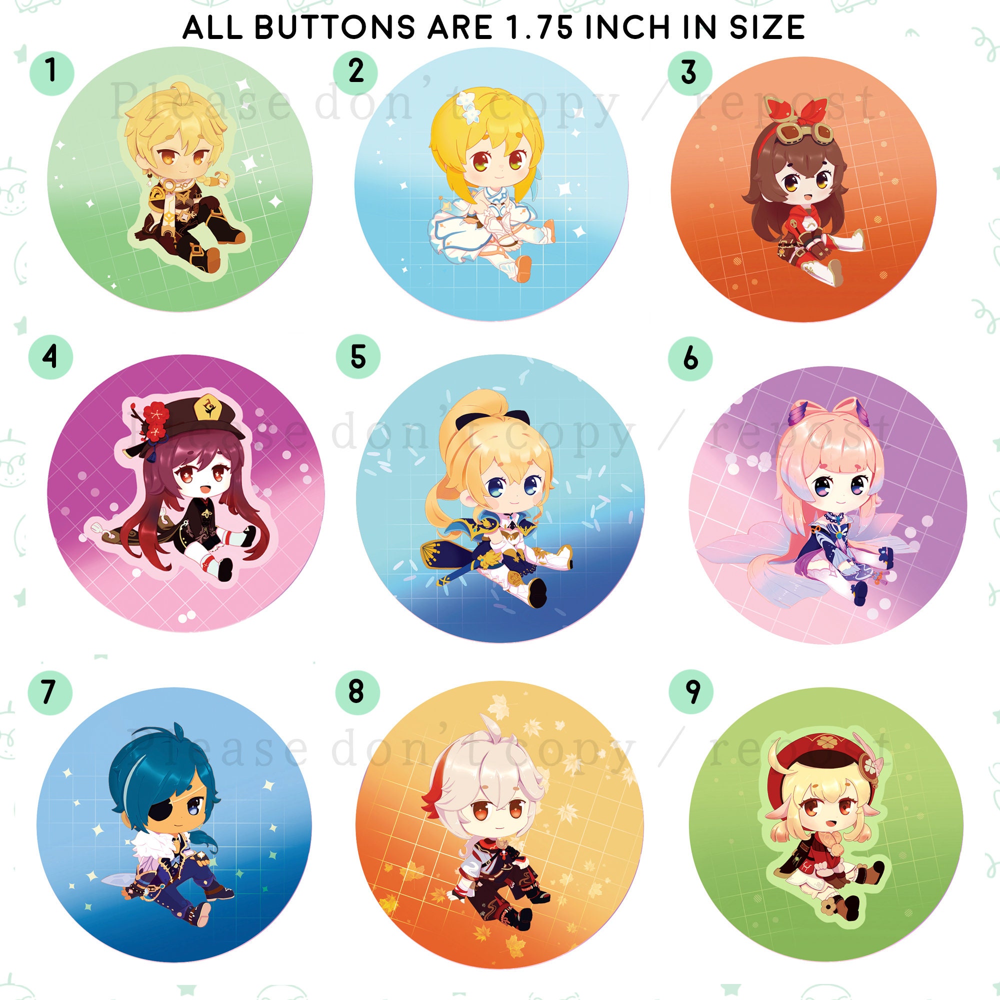 Genshin Anime Kawaii Pin Buttons Build Your Own Button Set - Etsy