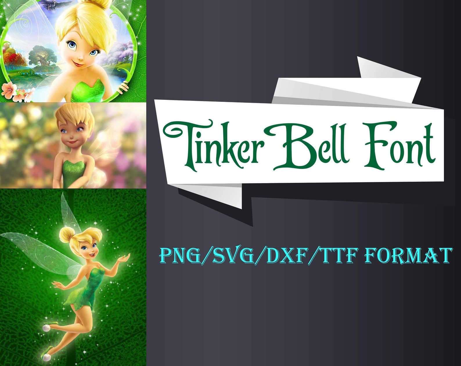 Tinker Bell font svg png dxf ttf format font svg png | Etsy