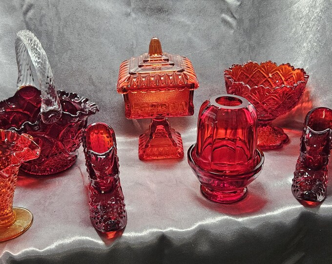 Vintage Fenton ,jeannette Glass and Viking Glass Ruby Red Collection of ...