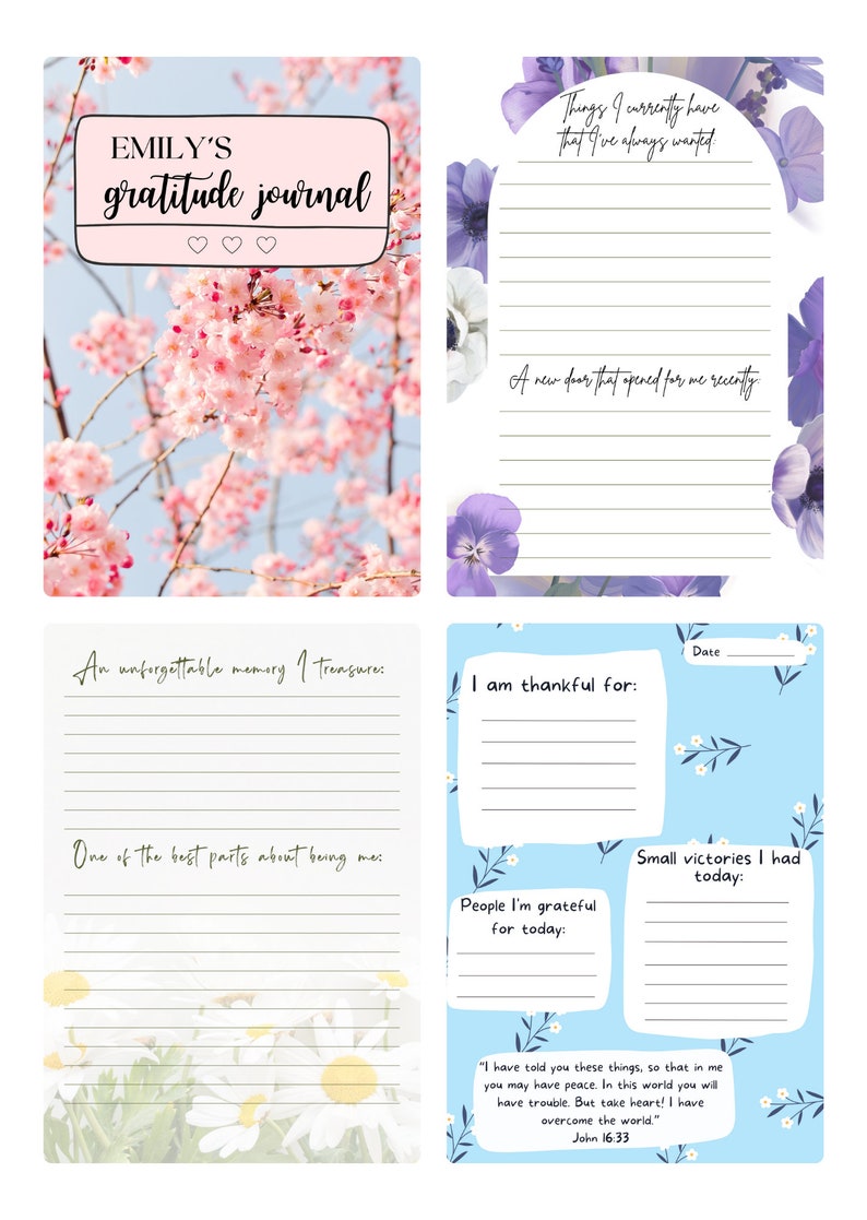Personalized Gratitude Self-care Journal With Custom Pictures digital ...