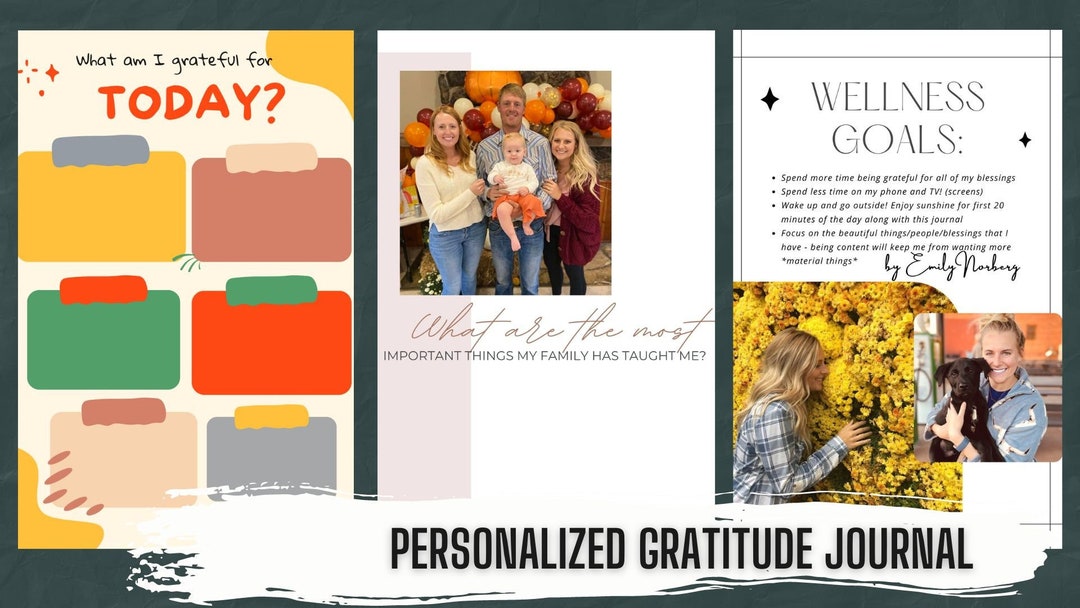 Personalized Gratitude Self-care Journal With Custom Pictures digital ...