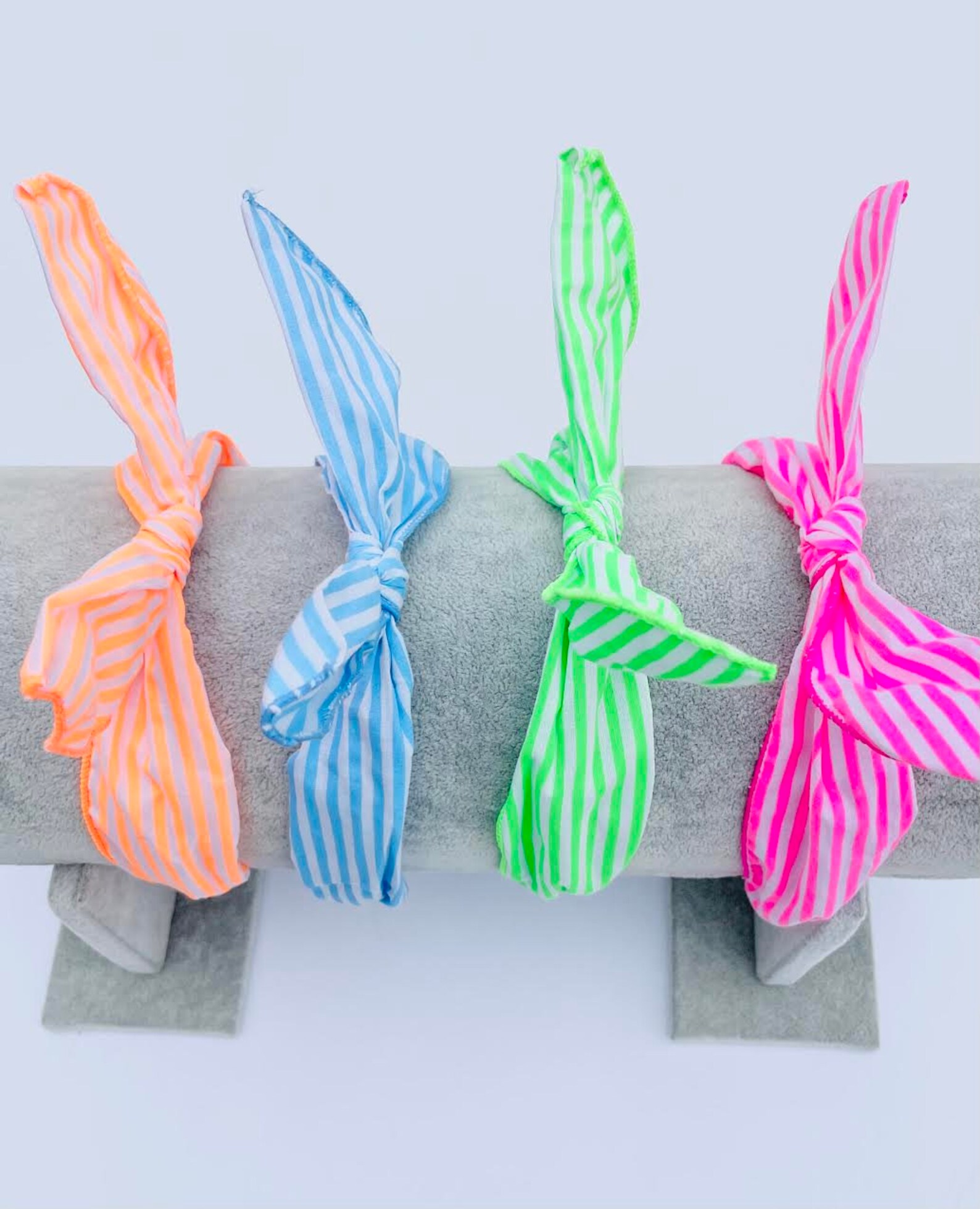 Neon Striped Top-bow Headbands Neon Striped Headbands Neon | Etsy