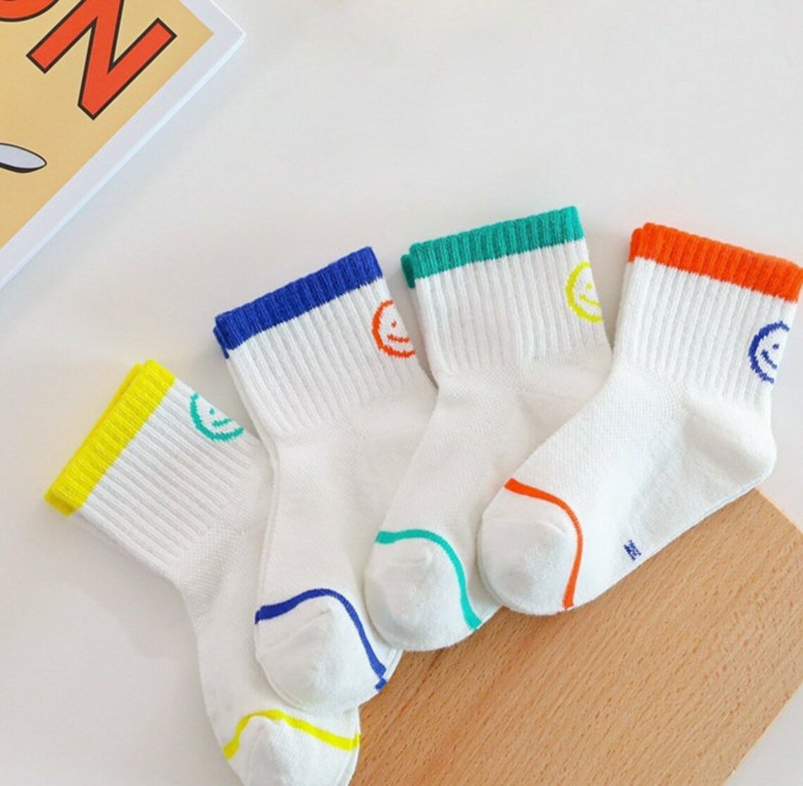 Crayon smile socks set for kids Smile socks 4 pair set kids | Etsy