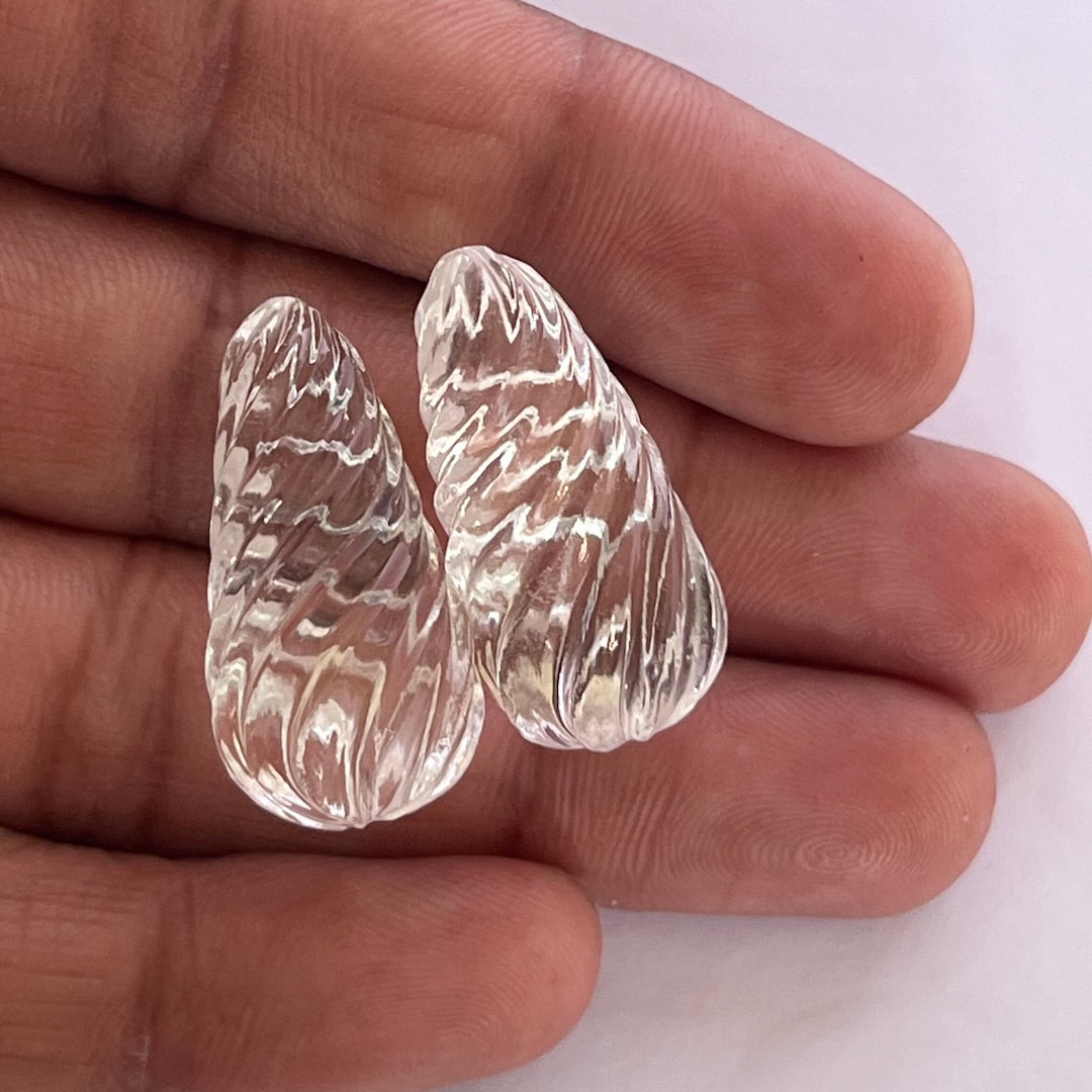 Hand-carved Rock Crystal Drop Earrings: Natural Quartz Charms - Etsy
