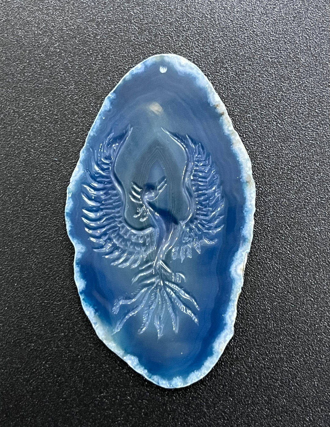 Blue Agate Geode Phoenix Bird Intaglio Charm Pendant - Etsy