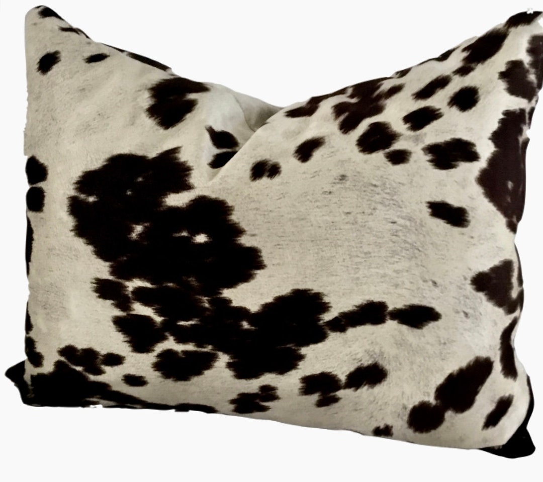 Rustic Cow Print Suede Fabric Pillow - Etsy