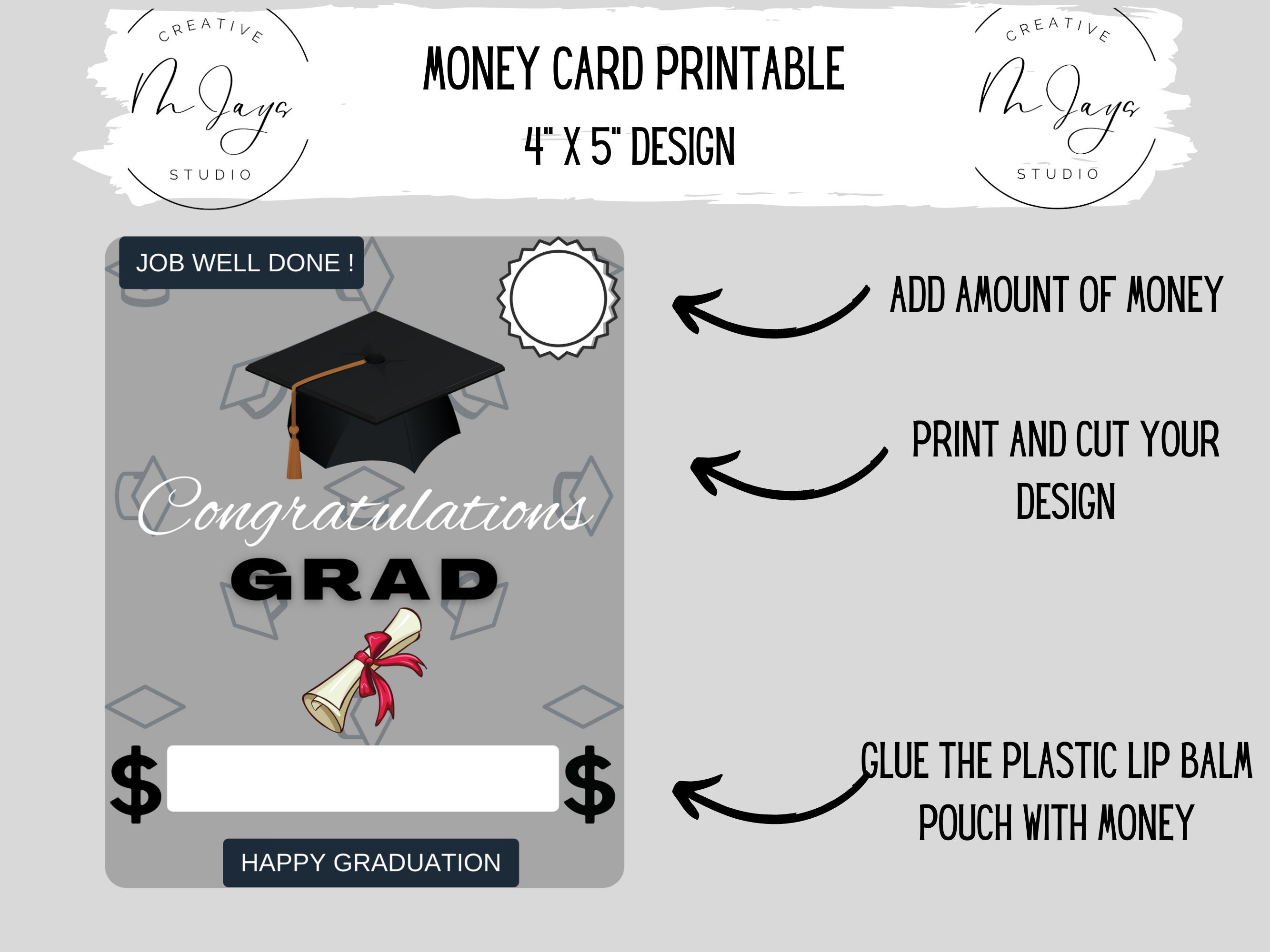 Graduation Money Card PNG Designs | Money Holder Printable - Etsy