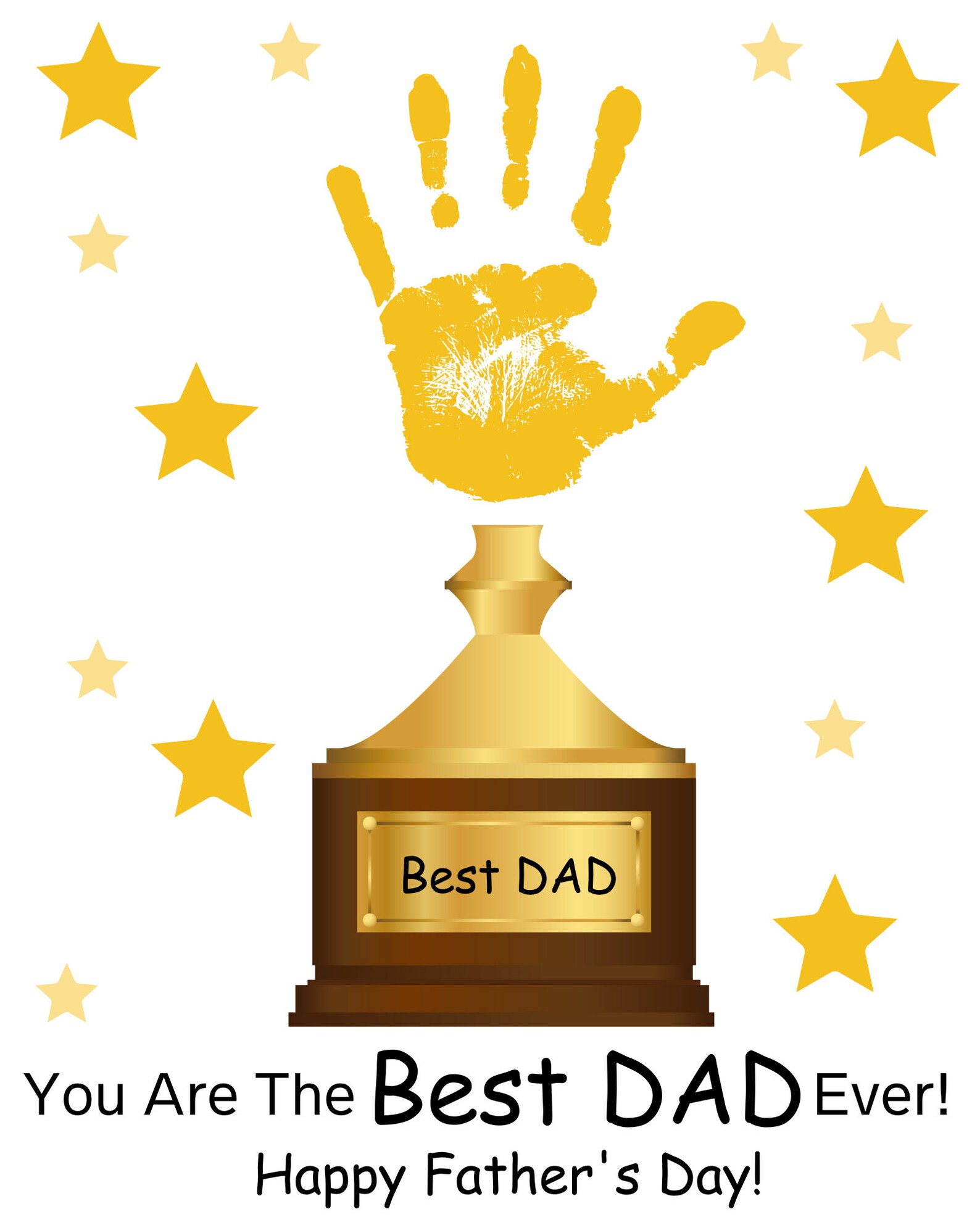 Trophy Handprint Art Gift for Dad, Fathers Day Handprint Craft, Gift ...