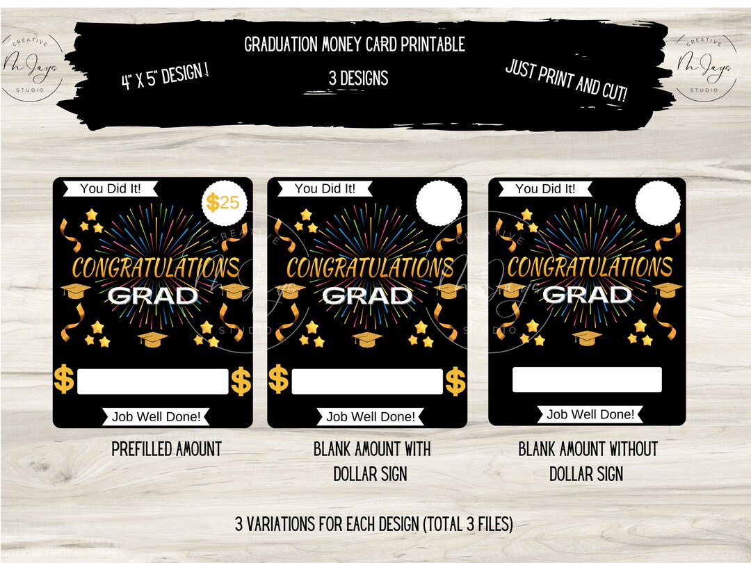 Printable Graduation Card, Money Card, Graduation Card, Money Holder ...