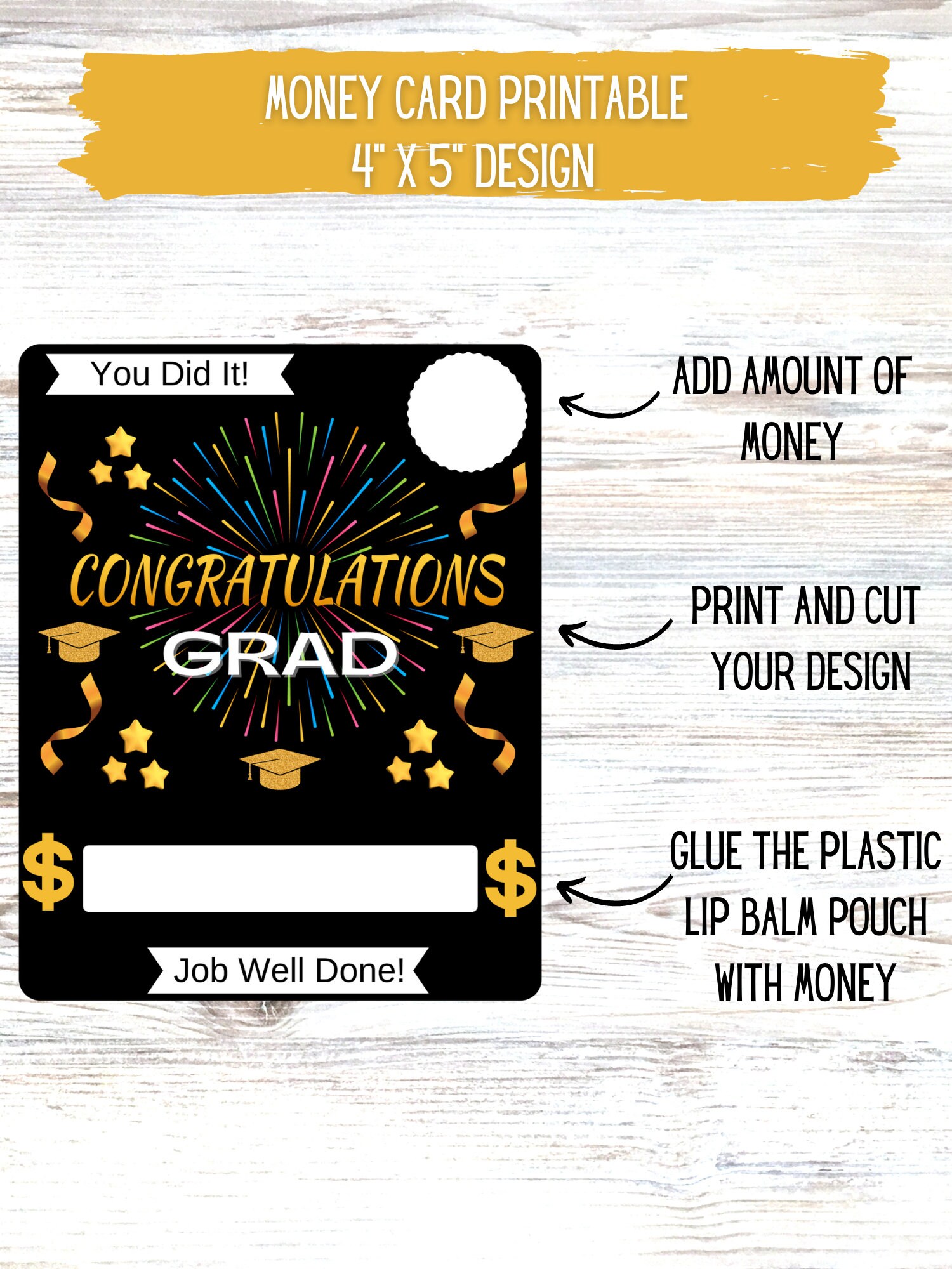Graduation Money Card, Money Card Holder PNG Bundle, Money Card PNG ...