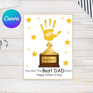 Trophy Handprint Art Gift for Dad, Fathers Day Handprint Craft, Gift ...