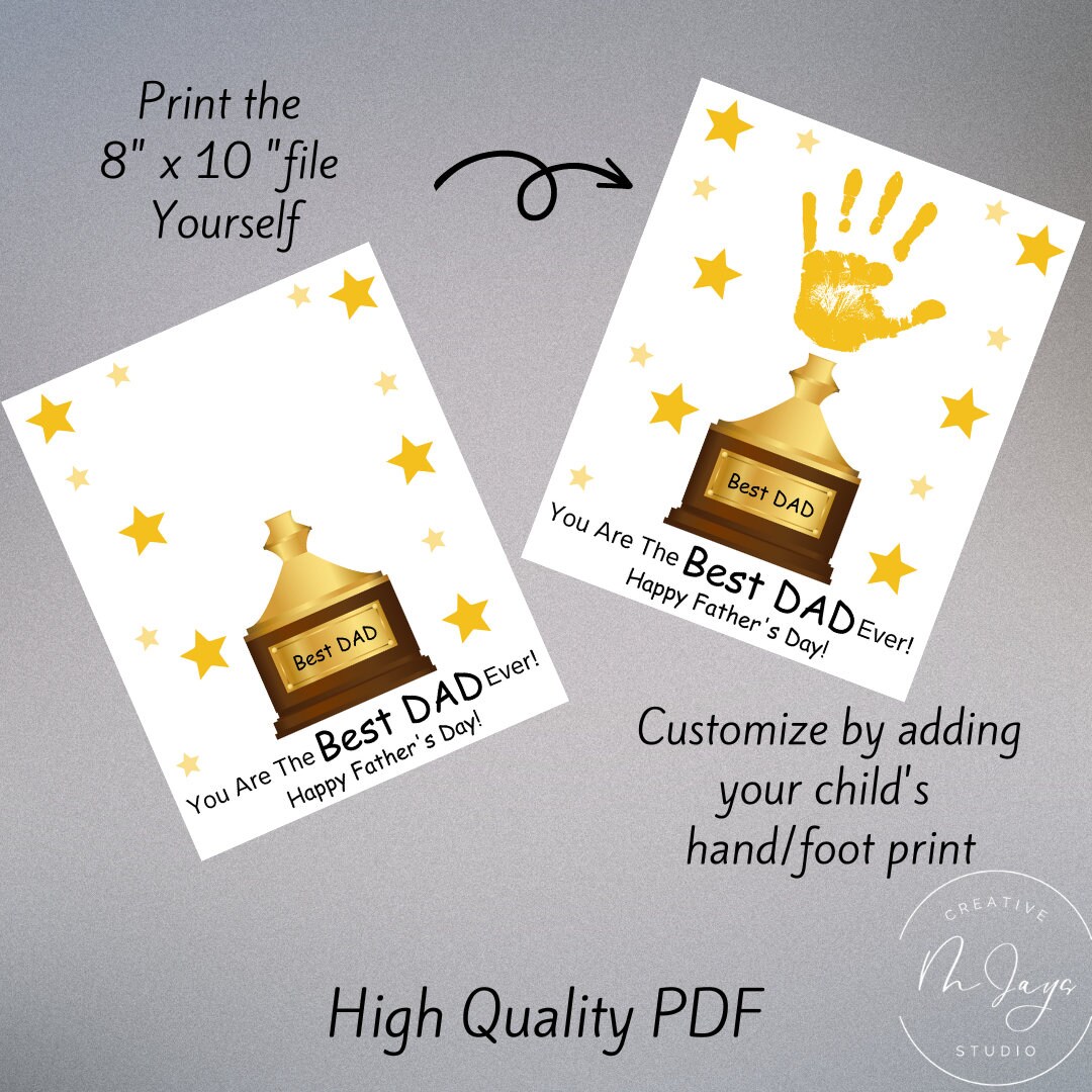 Trophy Handprint Art Gift for Dad, Fathers Day Handprint Craft, Gift ...