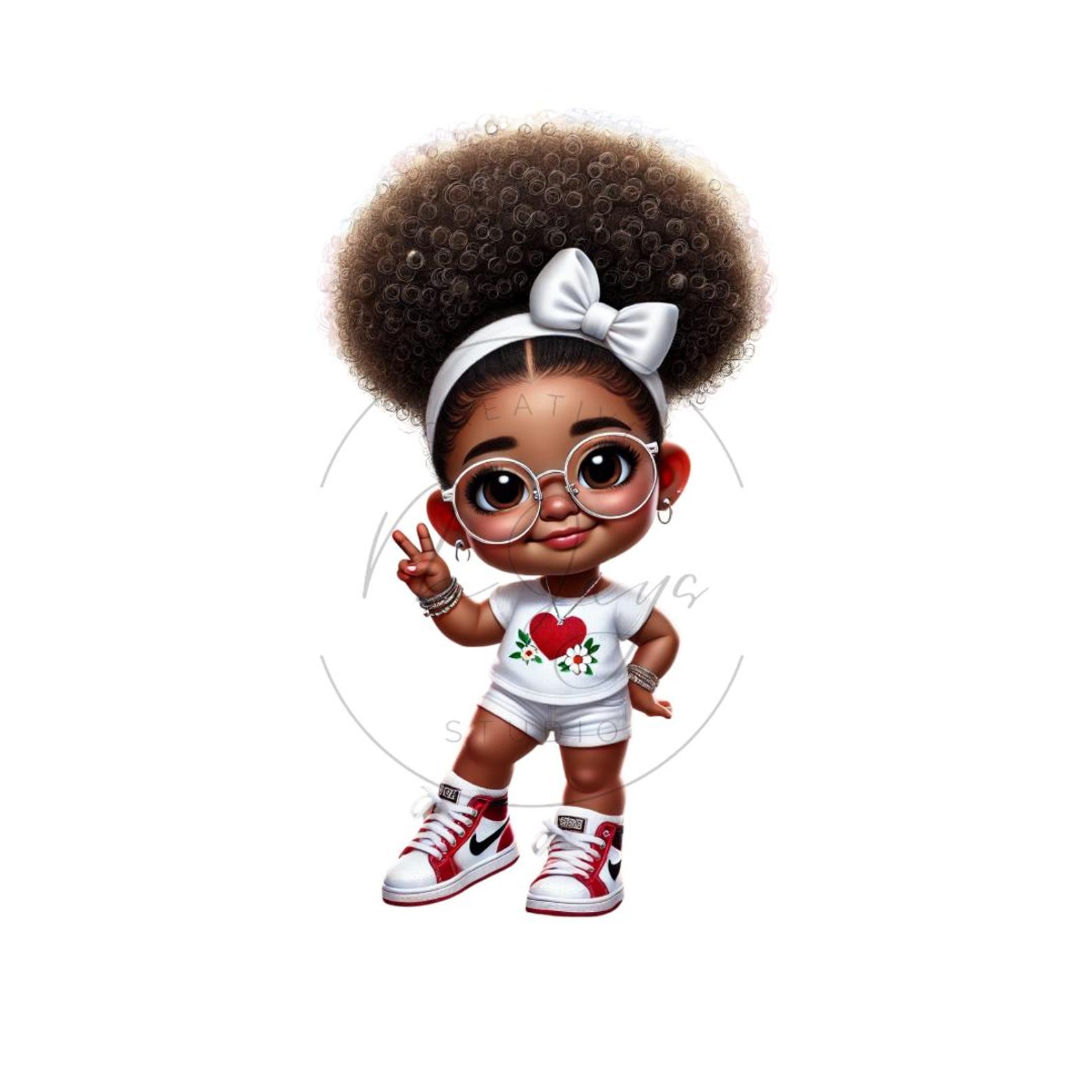 Little Black Girl Clip Art, 10 PNG Bundle, Afro Girls, Brown Kids ...