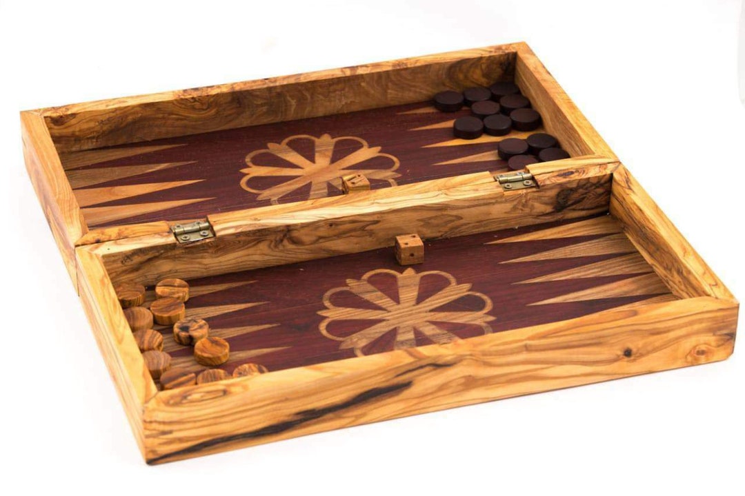 Olive Wood Backgammon Complete Set - Etsy