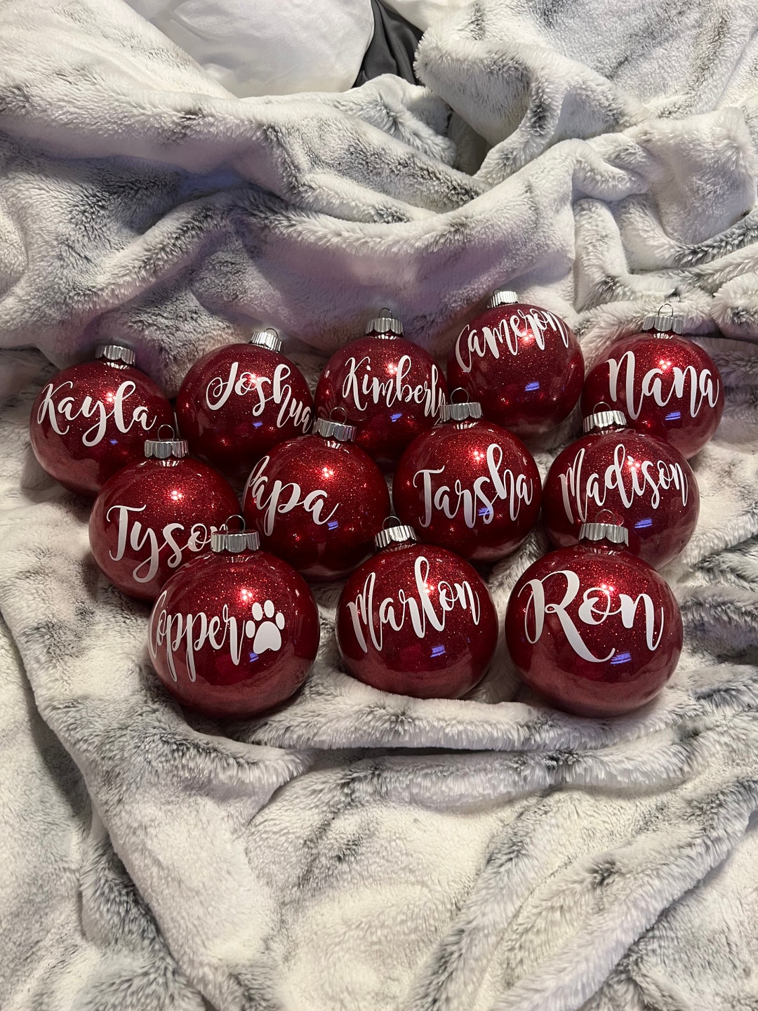 Personalized Glitter Christmas Ball Ornament, Name Bauble Ornament ...