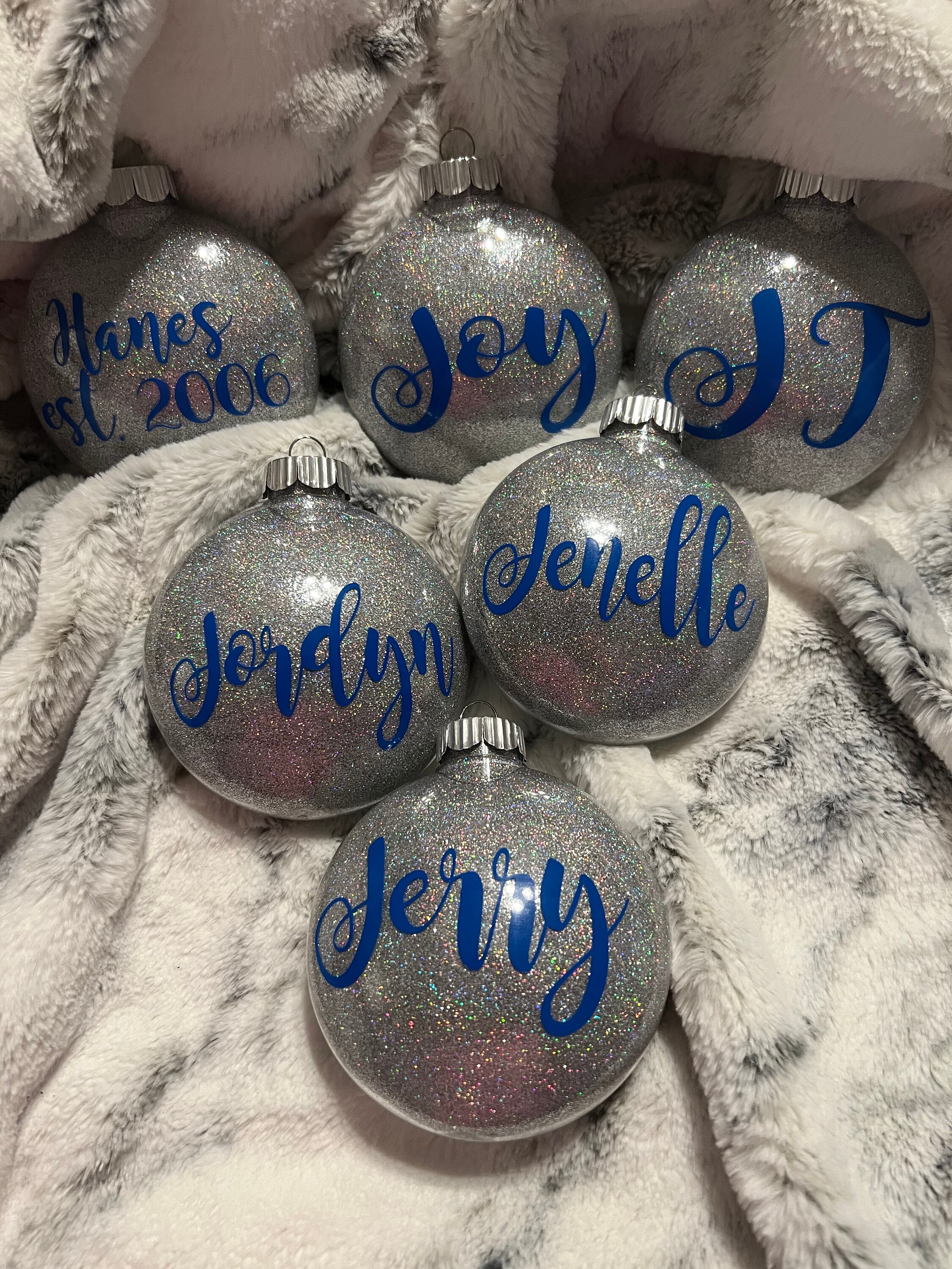 Personalized Glitter Christmas Ball Ornament, Name Bauble Ornament ...