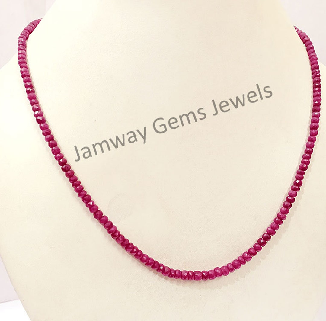 AAA Natural Ruby Beads Necklace| Natural Ruby Faceted Rondelle Beads ...