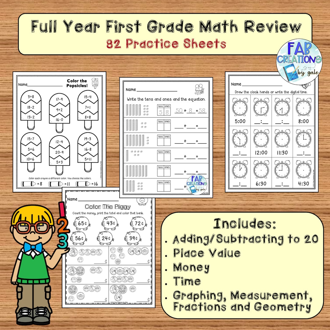 First Grade Math Review - Etsy