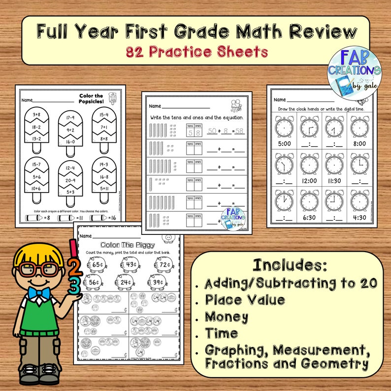 First Grade Math Review - Etsy