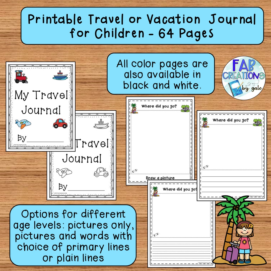Printable Vacation or Travel Journal for Children - Etsy