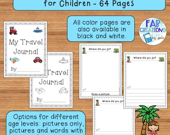 Kids Printable Vacation Travel Journal Holiday Memory Book for Kids PDF ...