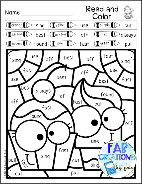 Hoja De Trabajo De Palabras Para Colorear Por Color