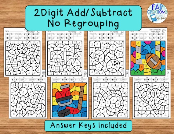 Four 2 Digit Addition Coloring Pages [2025]