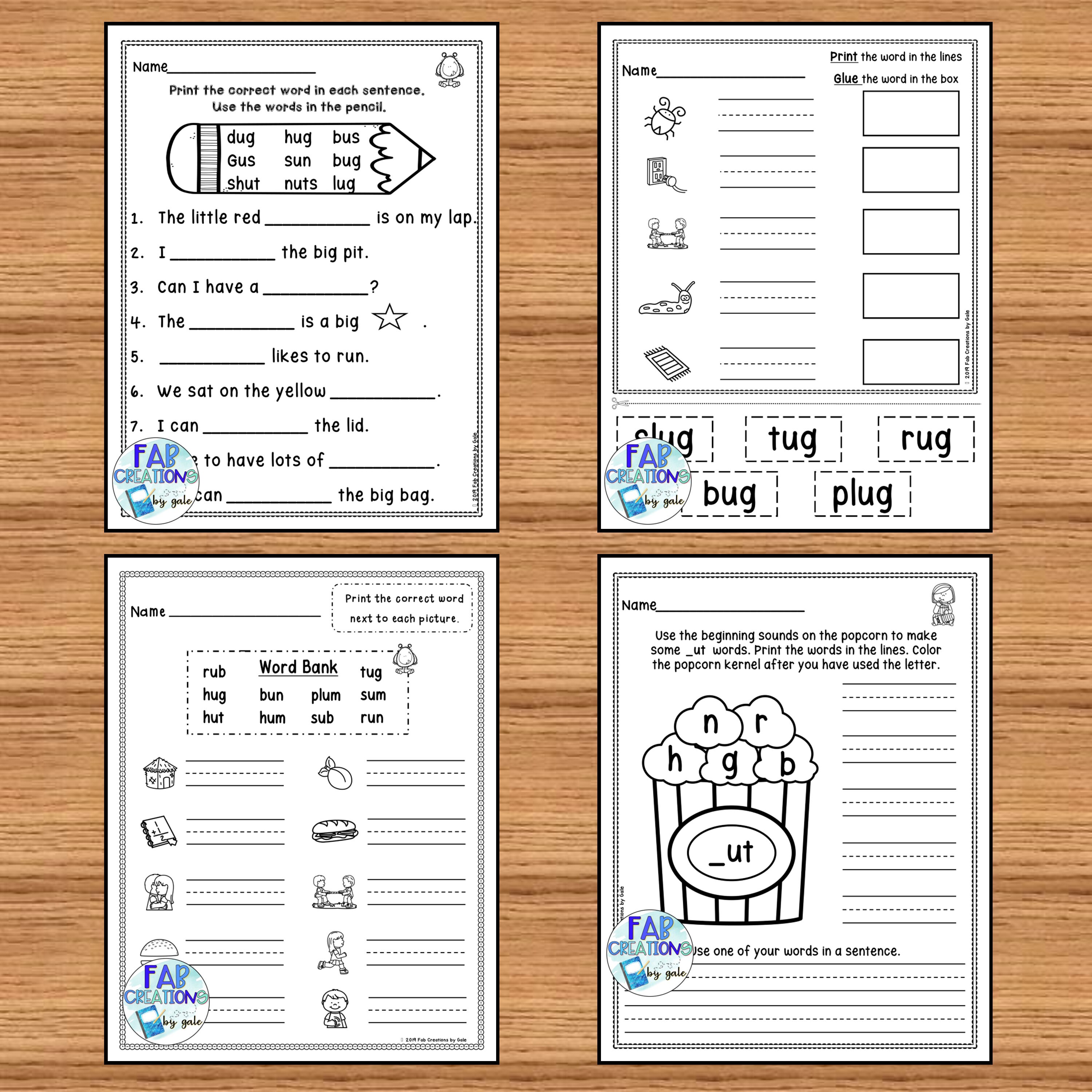 Short U Word Family Practice Kindergarten and First Grade | Etsy