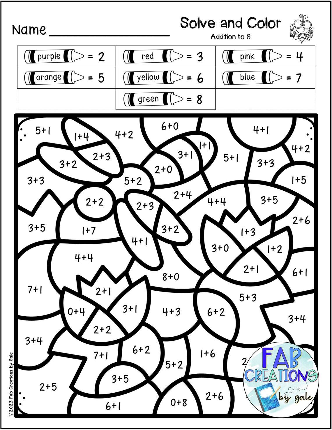 Addition and Subtraction Math Facts to 20 Color by Number Worksheets ...