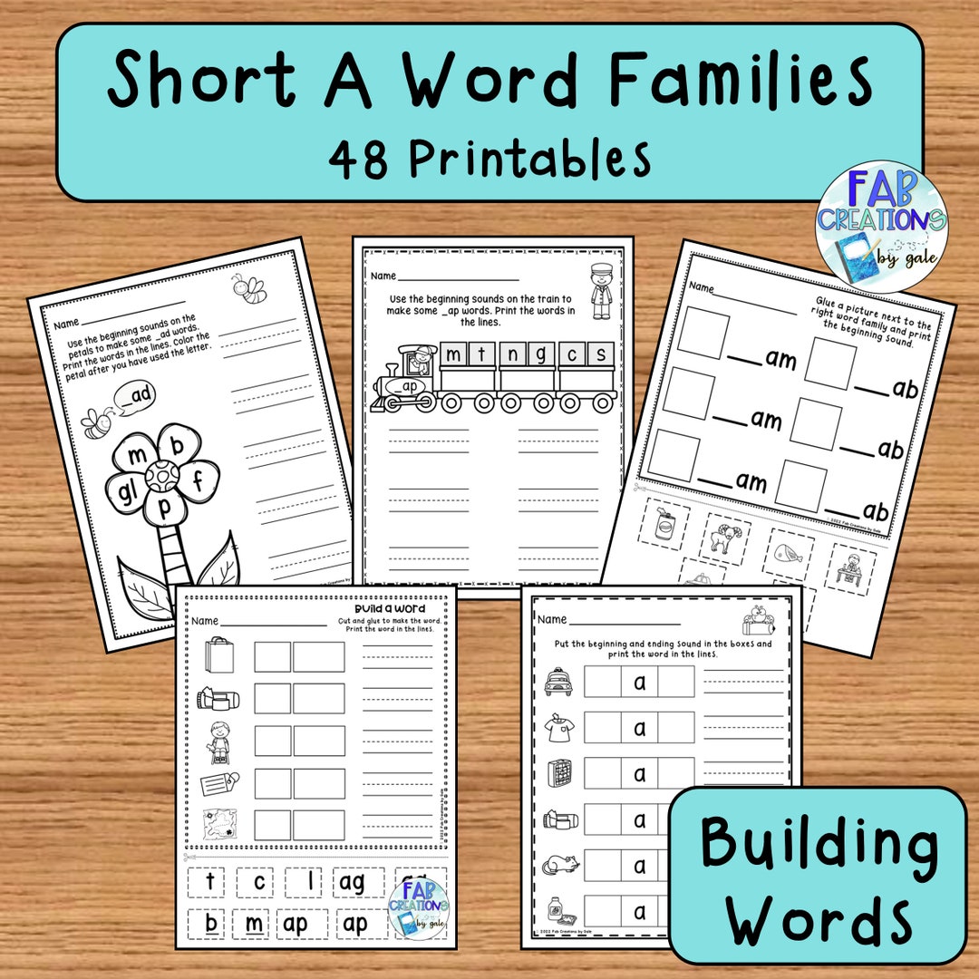 Short A Word Family Practice, Kindergarten and First Grade Phonics - Etsy