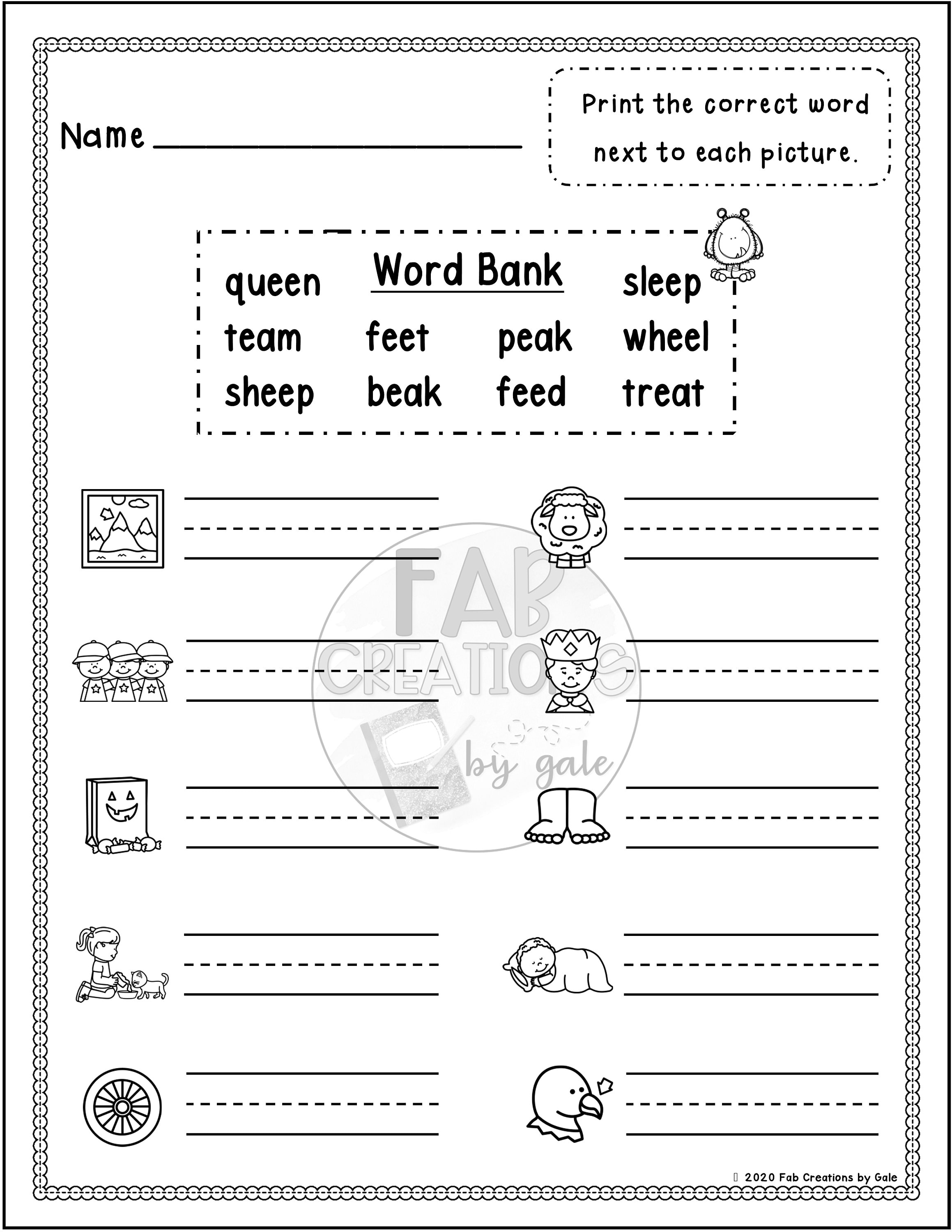 Long E Word Family Practice, First and Second Grade Phonics - Etsy