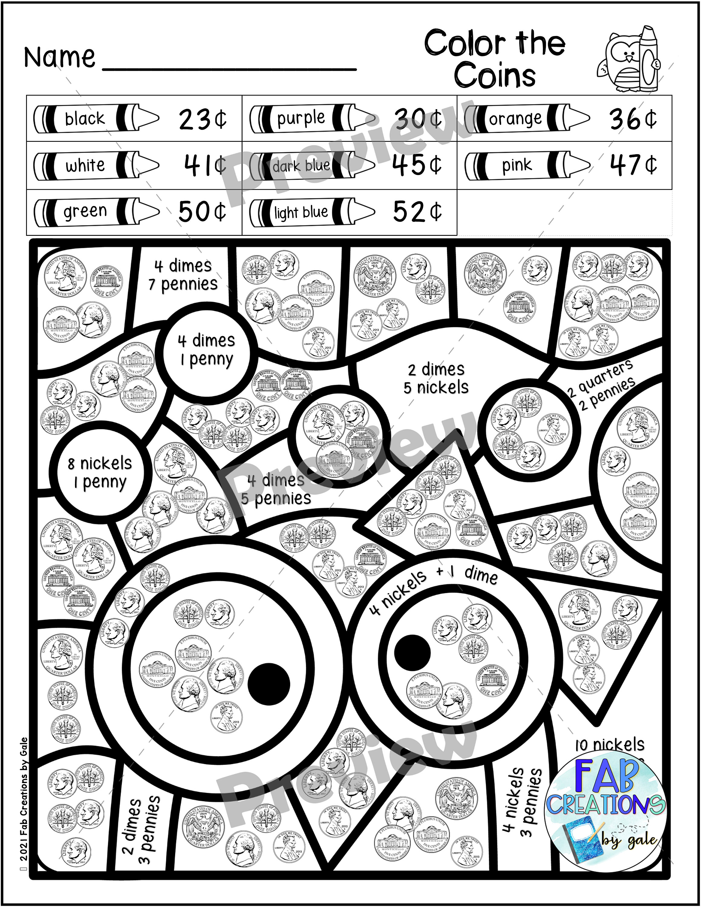 Color by Code for Place Value, Telling Time and Counting Money-color by ...