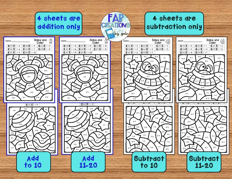 Space Themed Color by Number for Addition and Subtraction Facts to 20 ...
