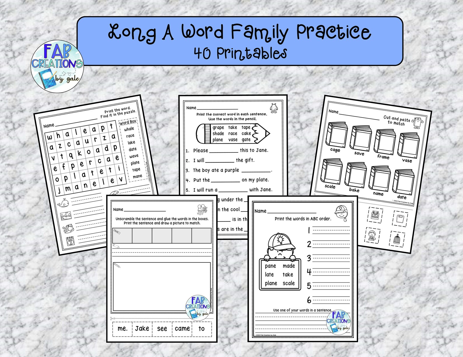 Long A Word Family Practice First and Second Grade Phonics | Etsy