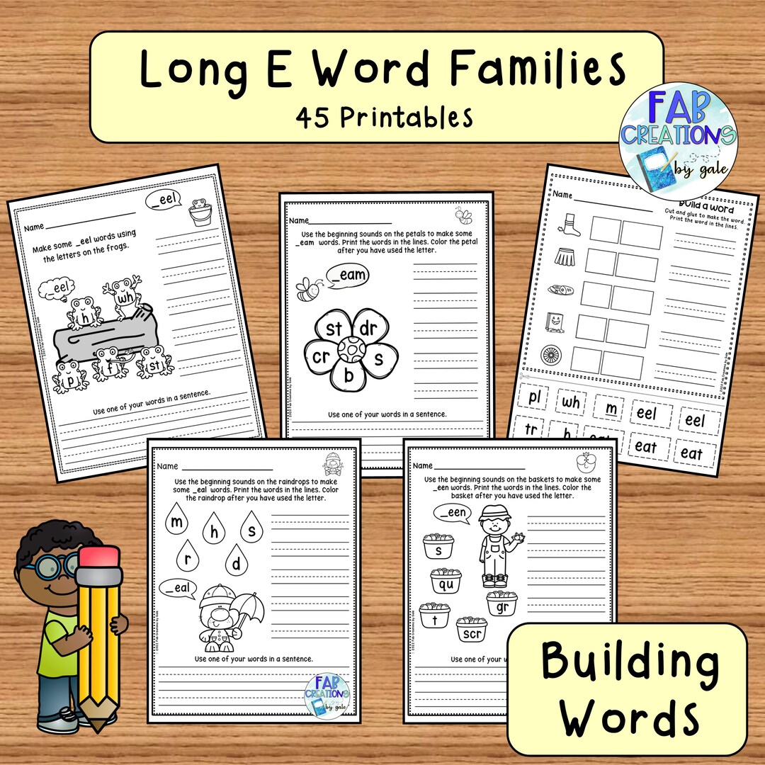 Long E Word Family Practice, First and Second Grade Phonics - Etsy
