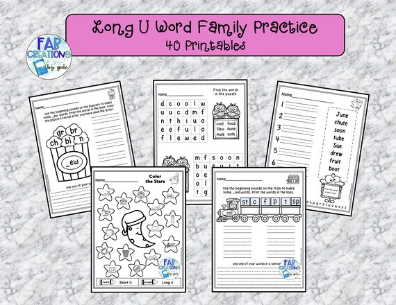 Long U Word Family Practice First and Second Grade Phonics | Etsy