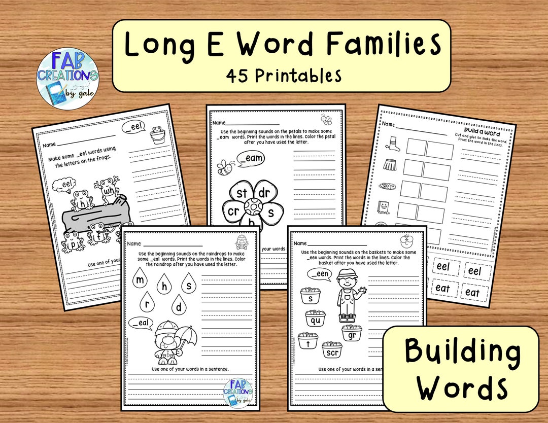 Long E Word Family Practice, First and Second Grade Phonics - Etsy
