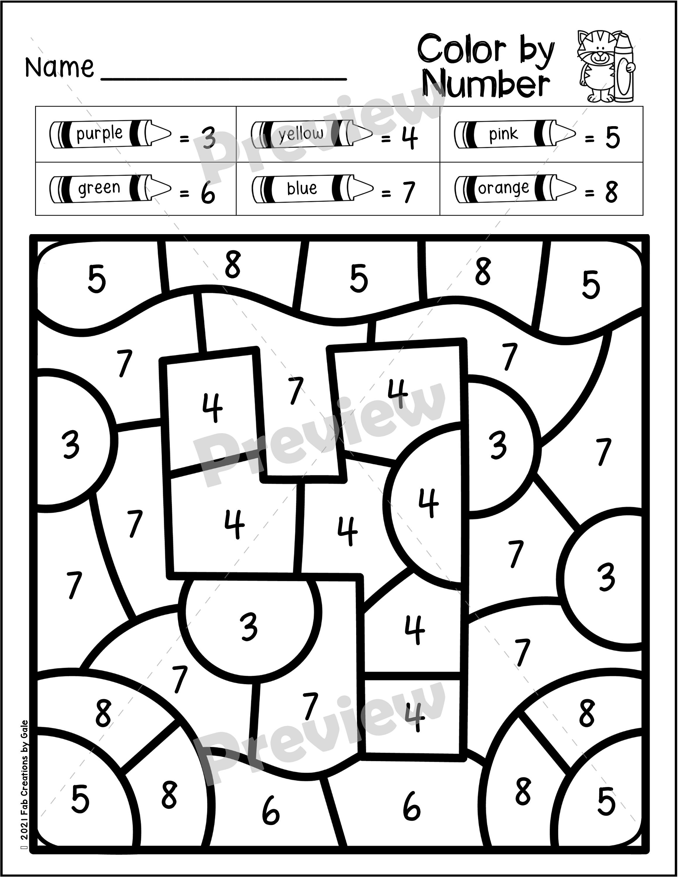 Number Recognition Color by Code, Color by Number for Kids, Color by ...