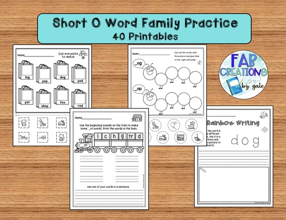 Short O Word Family Practice Kindergarten and First Grade | Etsy
