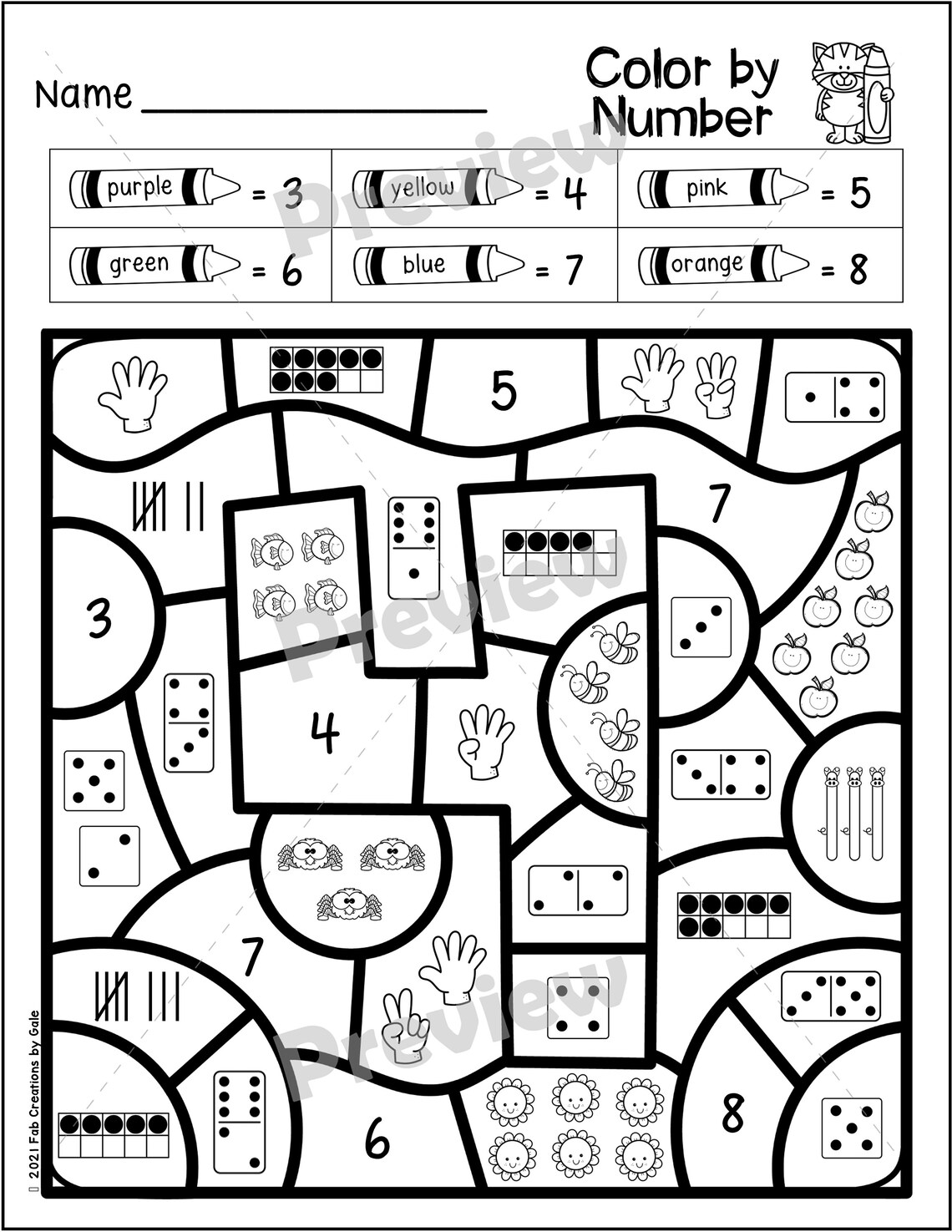 Number Recognition Color by Code, Color by Number for Kids, Color by ...