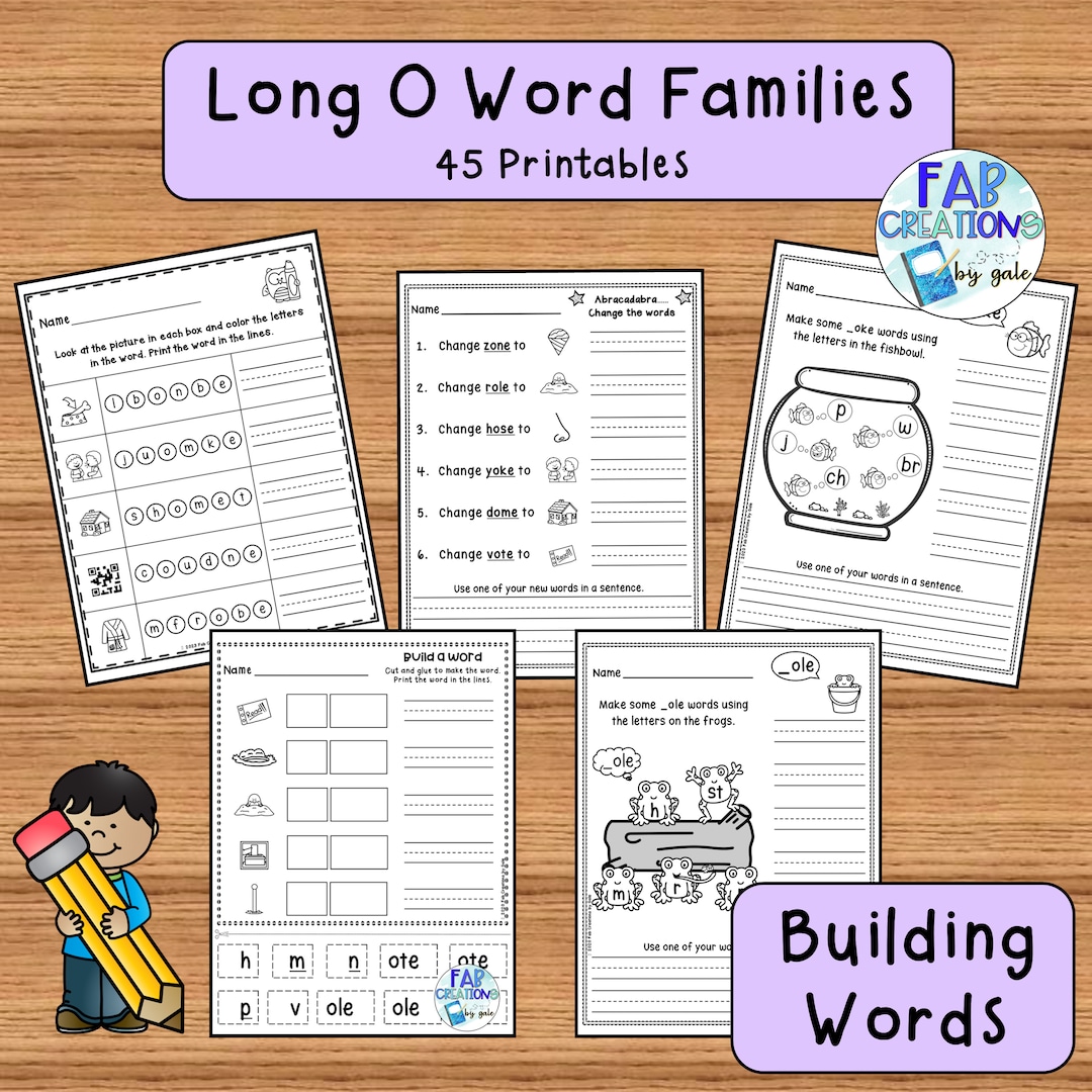 Long O Word Family Practice, First and Second Grade Phonics - Etsy