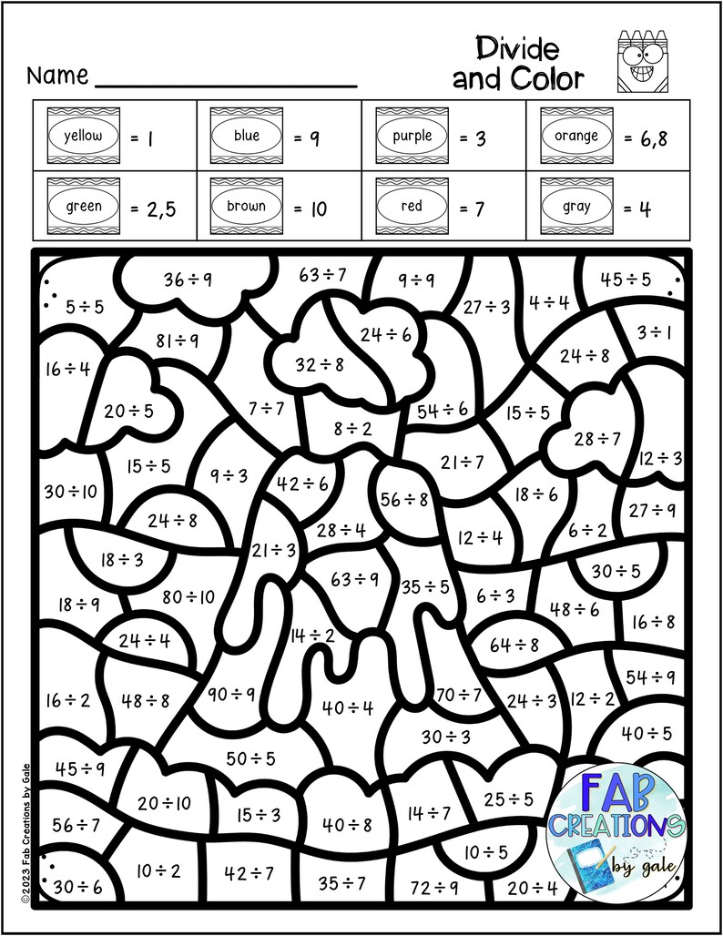 Multiplication and Division Color by Number-color by Number for Kids ...
