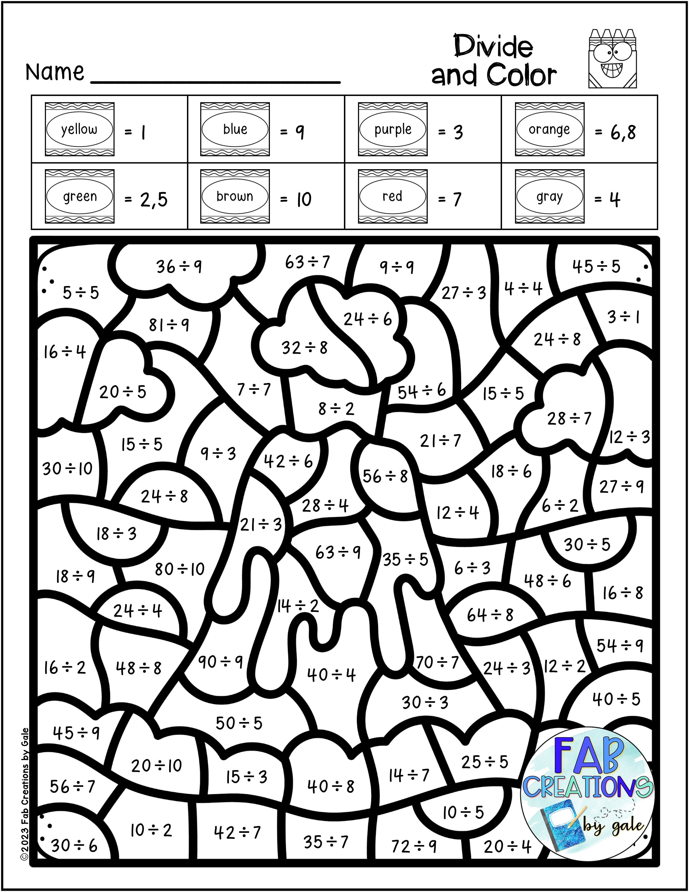 Multiplication and Division Color by Number-color by Number for Kids ...