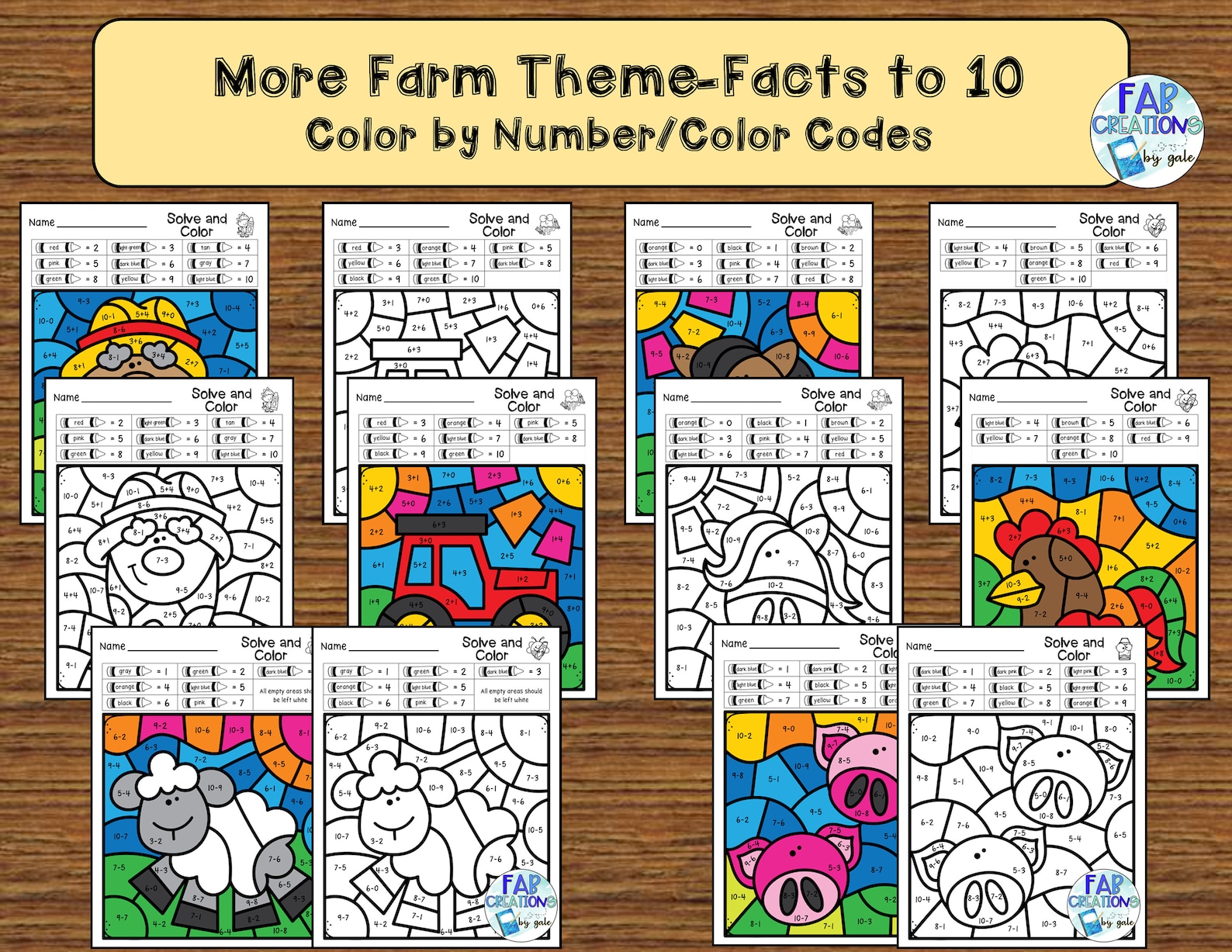 Addition and Subtraction Facts to 20 Color Codes, Color by Number for ...