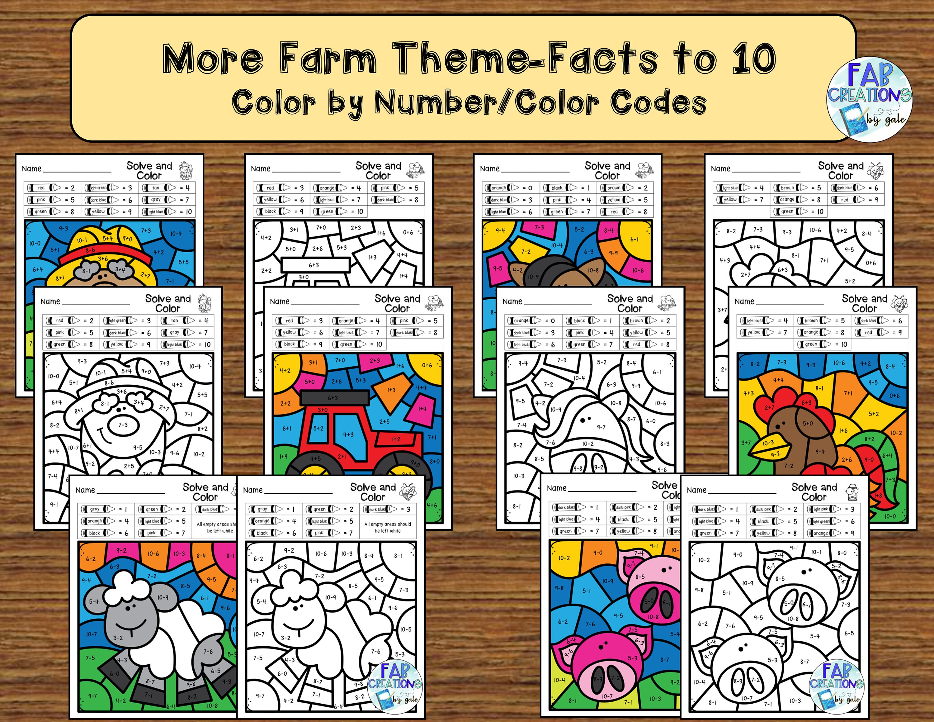 Addition and Subtraction Facts to 20 Color Codes, Color by Number for ...