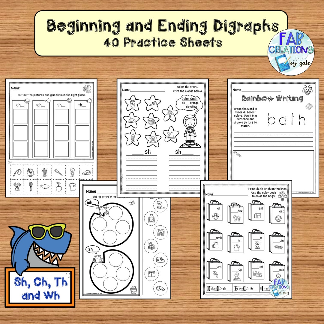 Beginning and Ending Digraphs (th, Sh, Ch and Wh Sounds) - Etsy