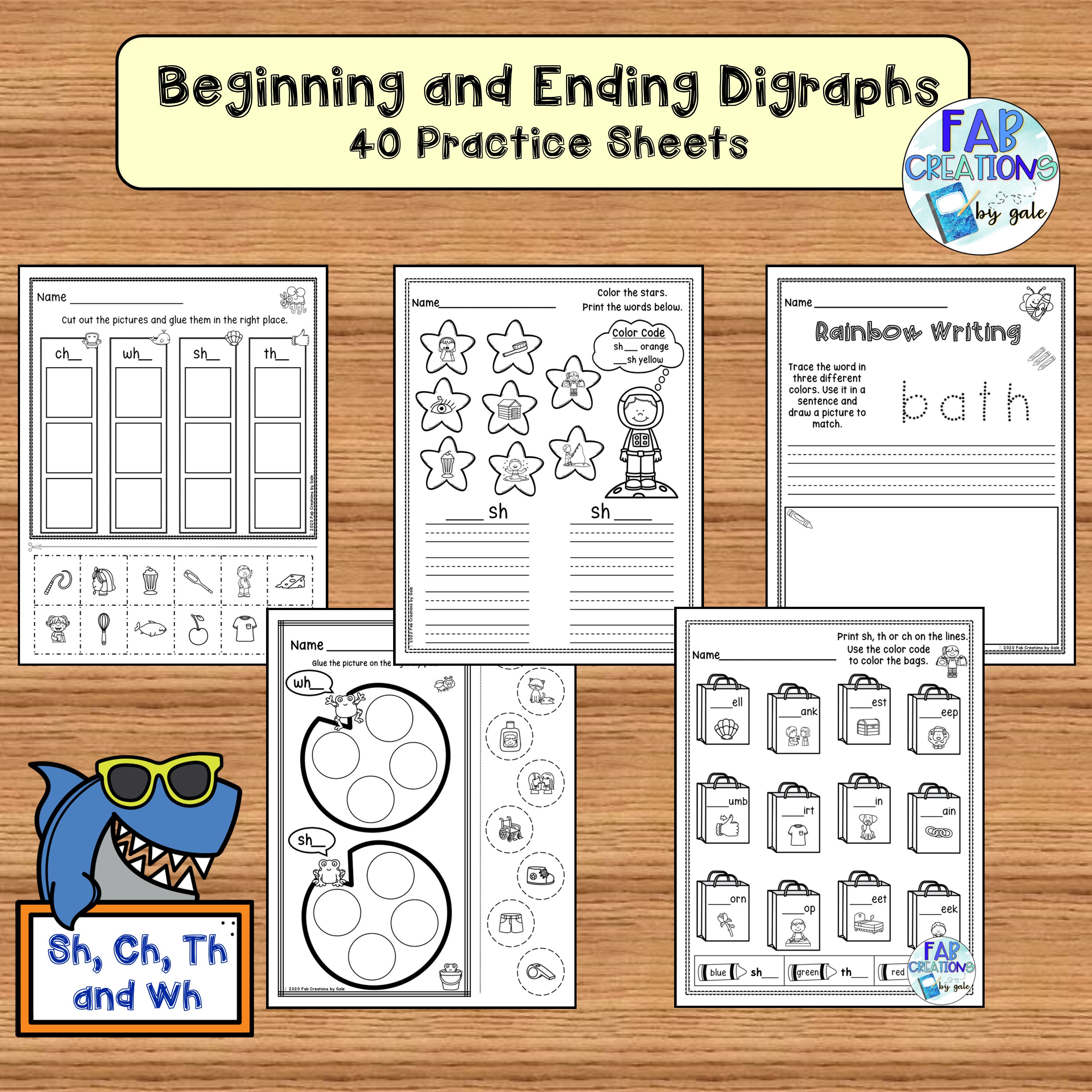 Beginning and Ending Digraphs (th, Sh, Ch and Wh Sounds) - Etsy