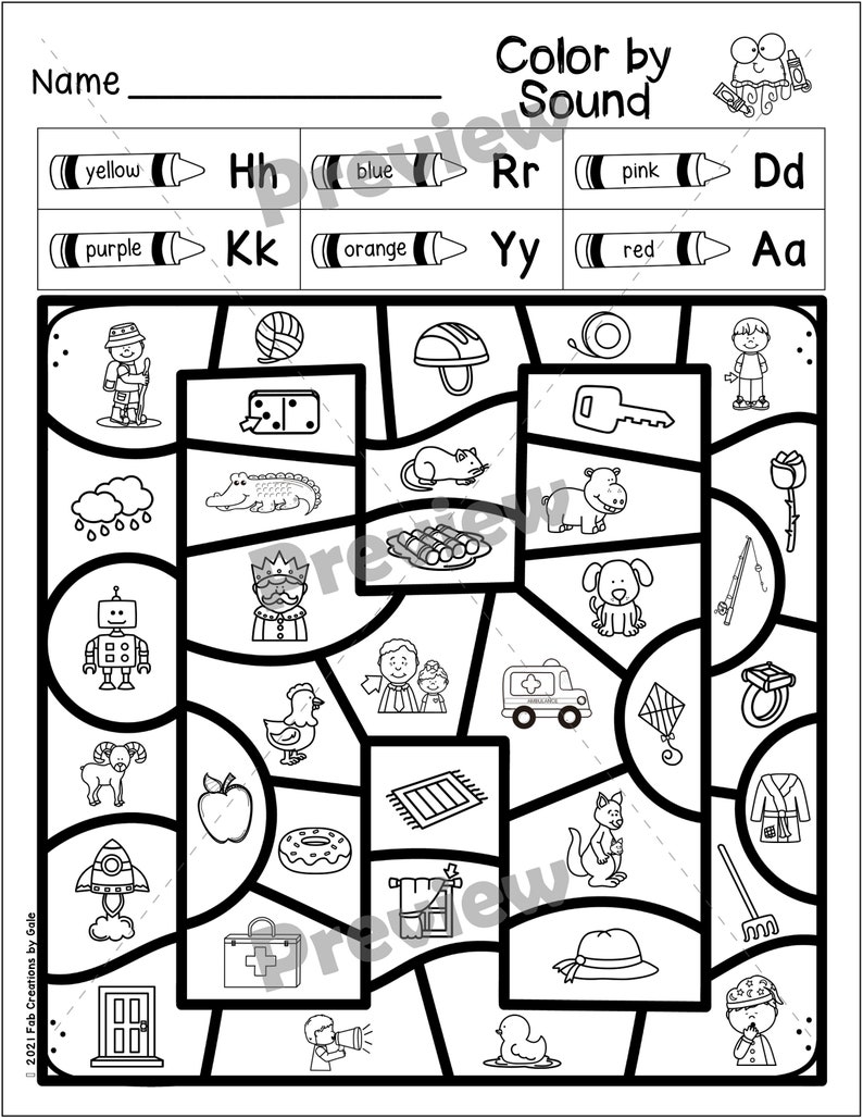 Letter Recognition and Beginning Sound Color by Code for Kids, Color by ...